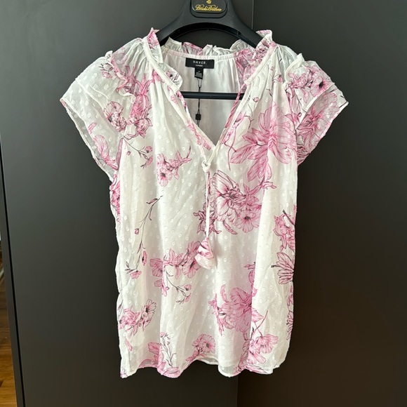 Haver London | Tops | White And Pink Blousy Top | Poshmark
